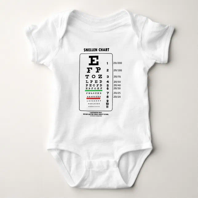 Snellen Chart (Medical Visual Acuity Testing) Baby Bodysuit | Zazzle