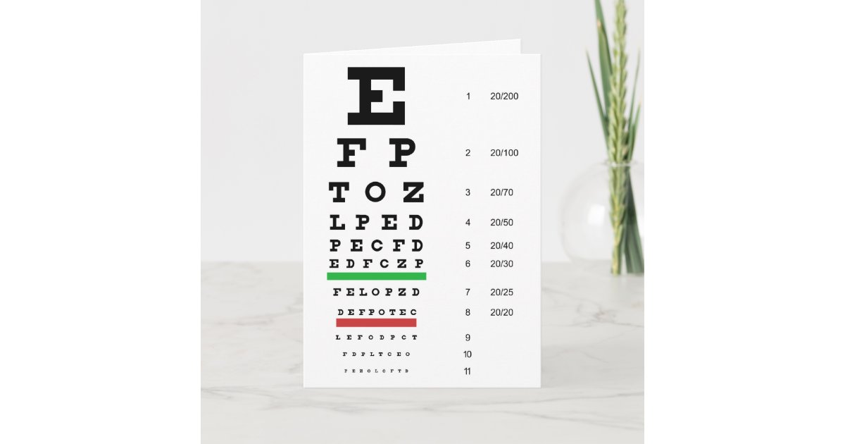 Snellen Eye Chart Card | Zazzle.com