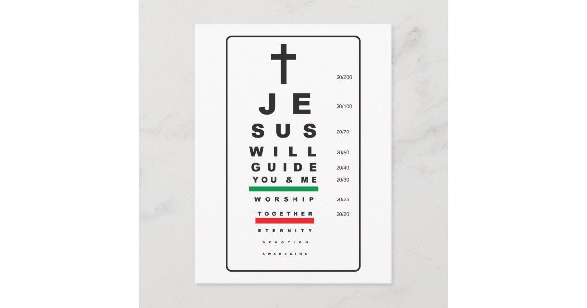 snellen eye chart jesus - postcard | Zazzle