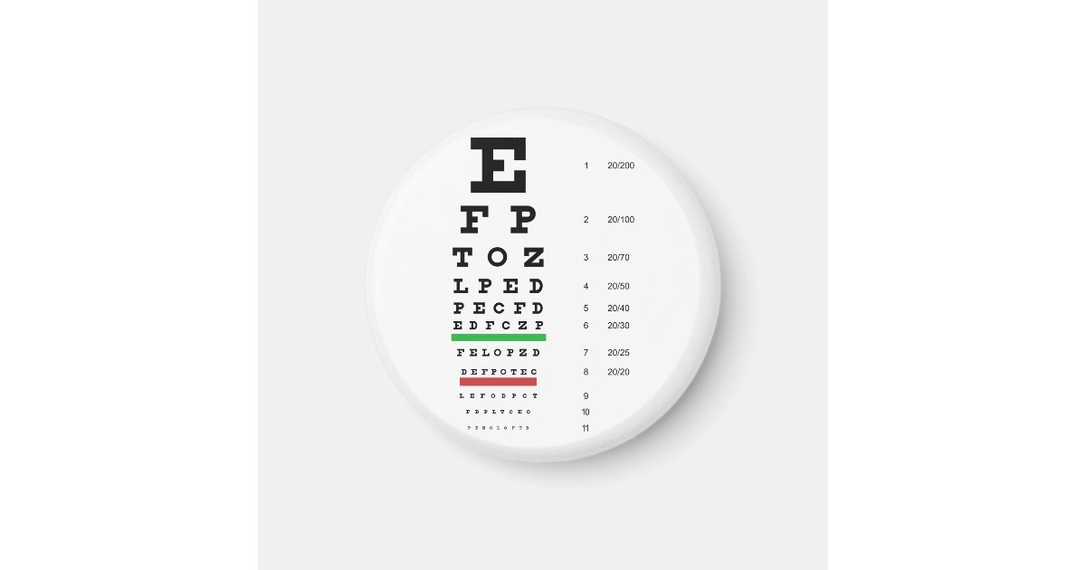 Snellen Eye Chart Magnet | Zazzle