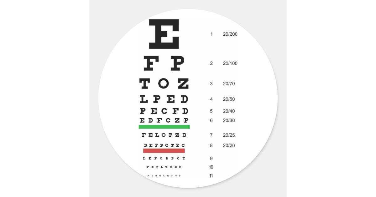 Snellen Eye Chart Sticker | Zazzle