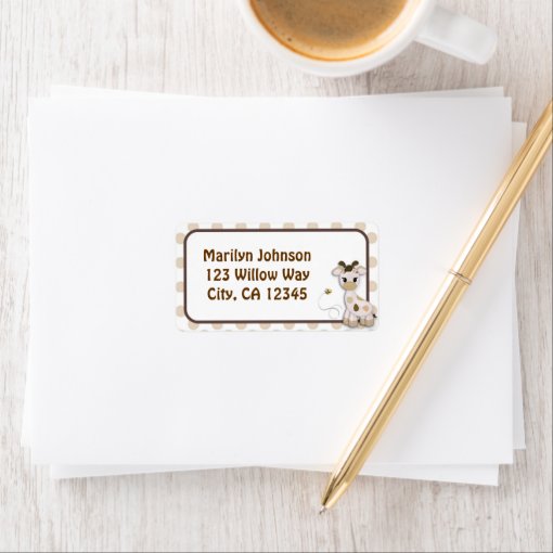 Snickerdoodle Giraffe & Bee Address Label Labels | Zazzle