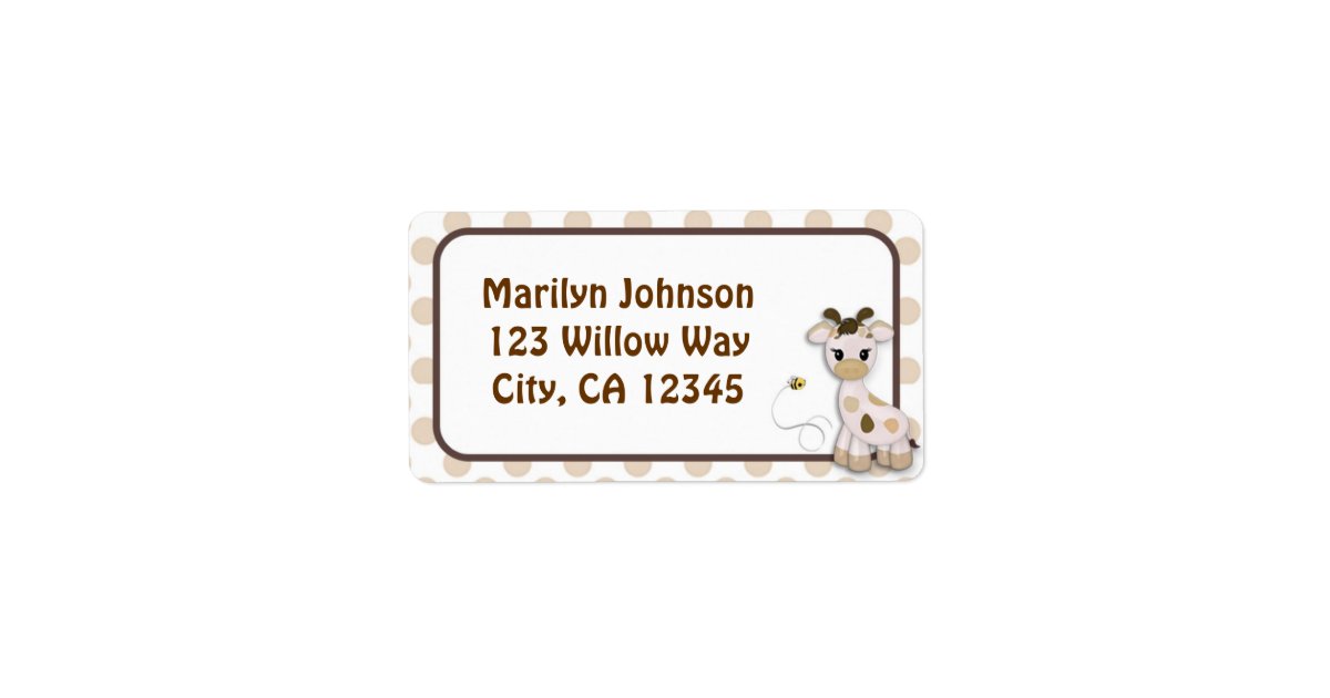 Snickerdoodle Giraffe & Bee Address Label Labels | Zazzle