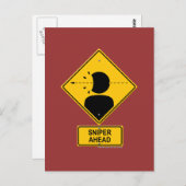 Sniper Ahead Warning Sign (Head Shot) Postcard | Zazzle