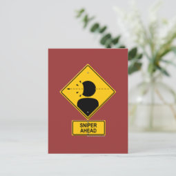 Sniper Ahead Warning Sign (Head Shot) Postcard | Zazzle