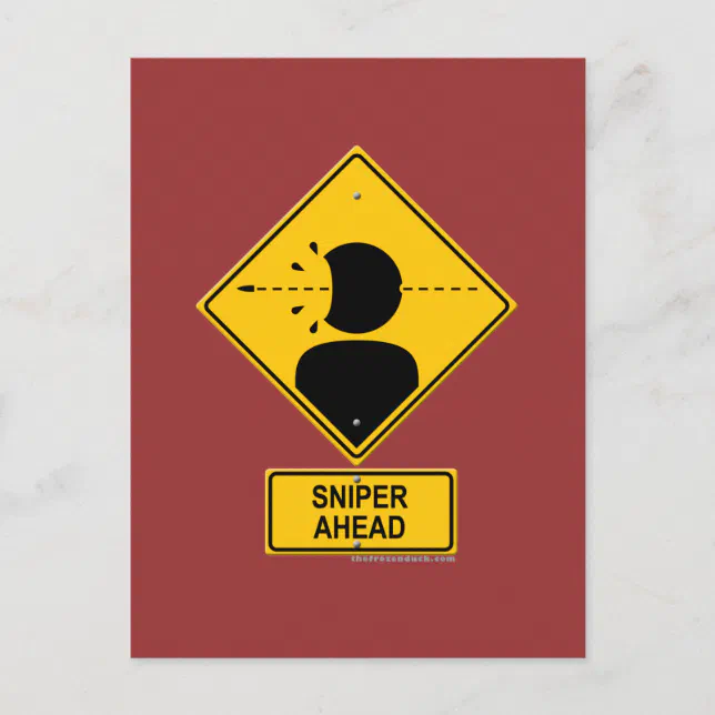 Sniper Ahead Warning Sign (Head Shot) Postcard | Zazzle