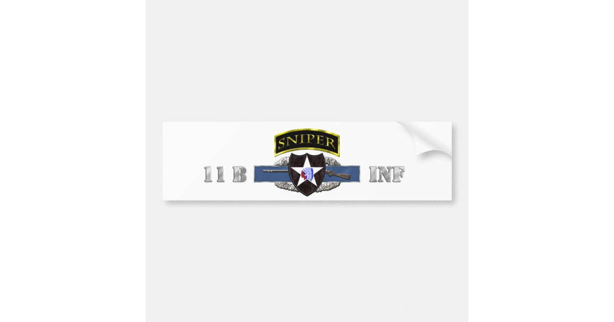 Sniper Tab 11B CIB 2nd ID Bumper Sticker | Zazzle
