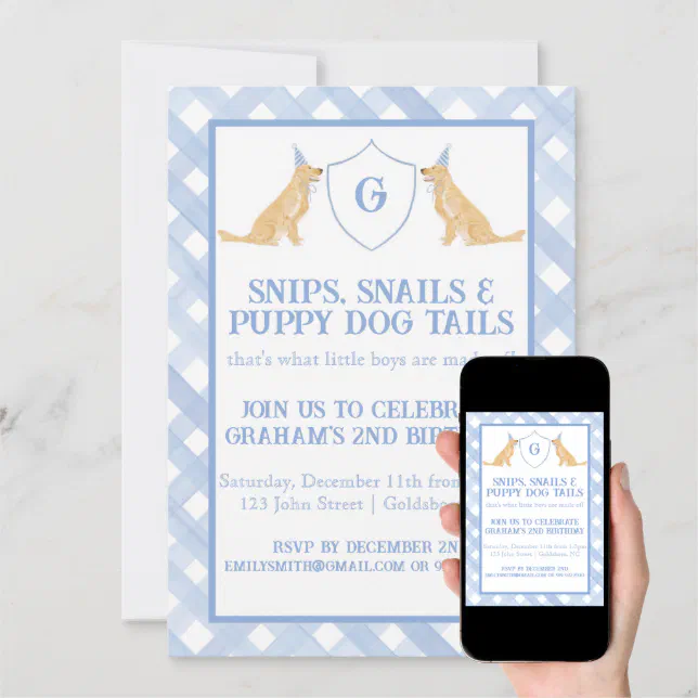 Snips, Snails & Puppy Dog Tails Invitation | Zazzle