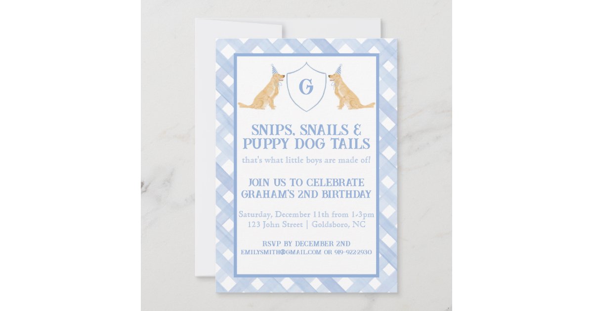 Snips, Snails & Puppy Dog Tails Invitation | Zazzle