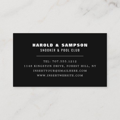 Snooker Club Portrait, Pool & Snooker Player/Club Business Card | Zazzle