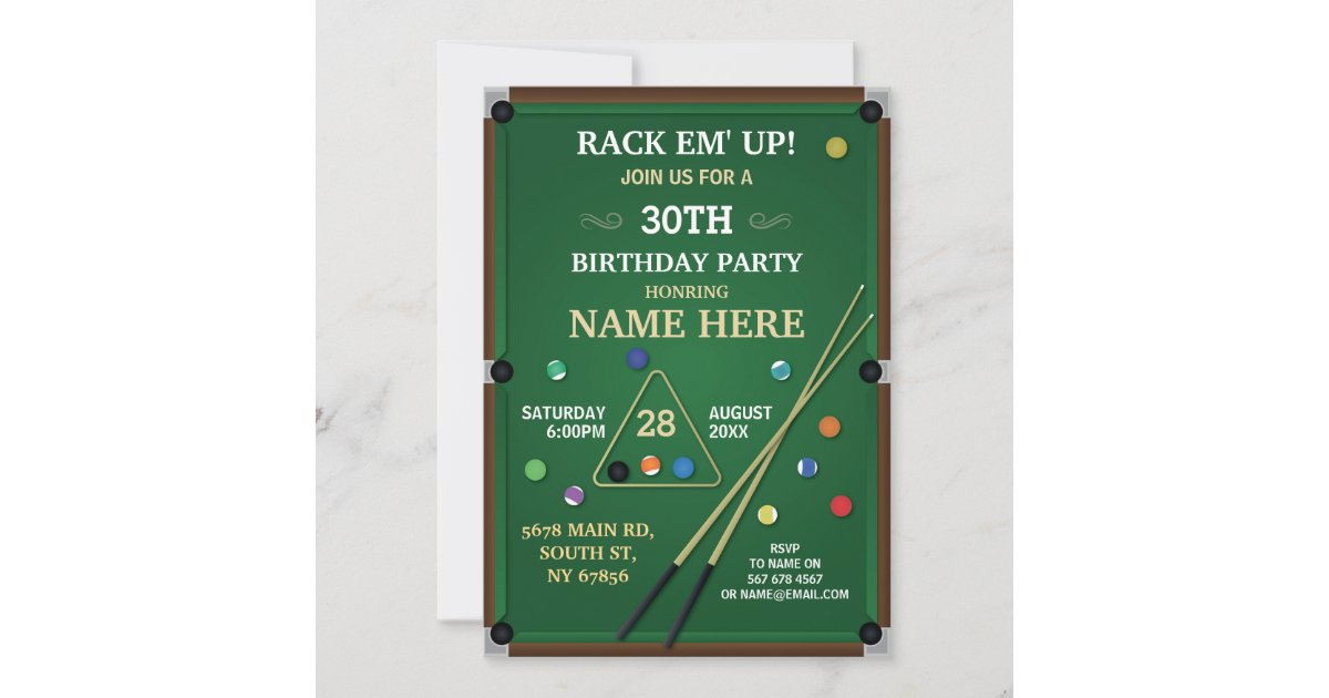 Snooker Invite Pool Birthday Party Billiards Sport | Zazzle