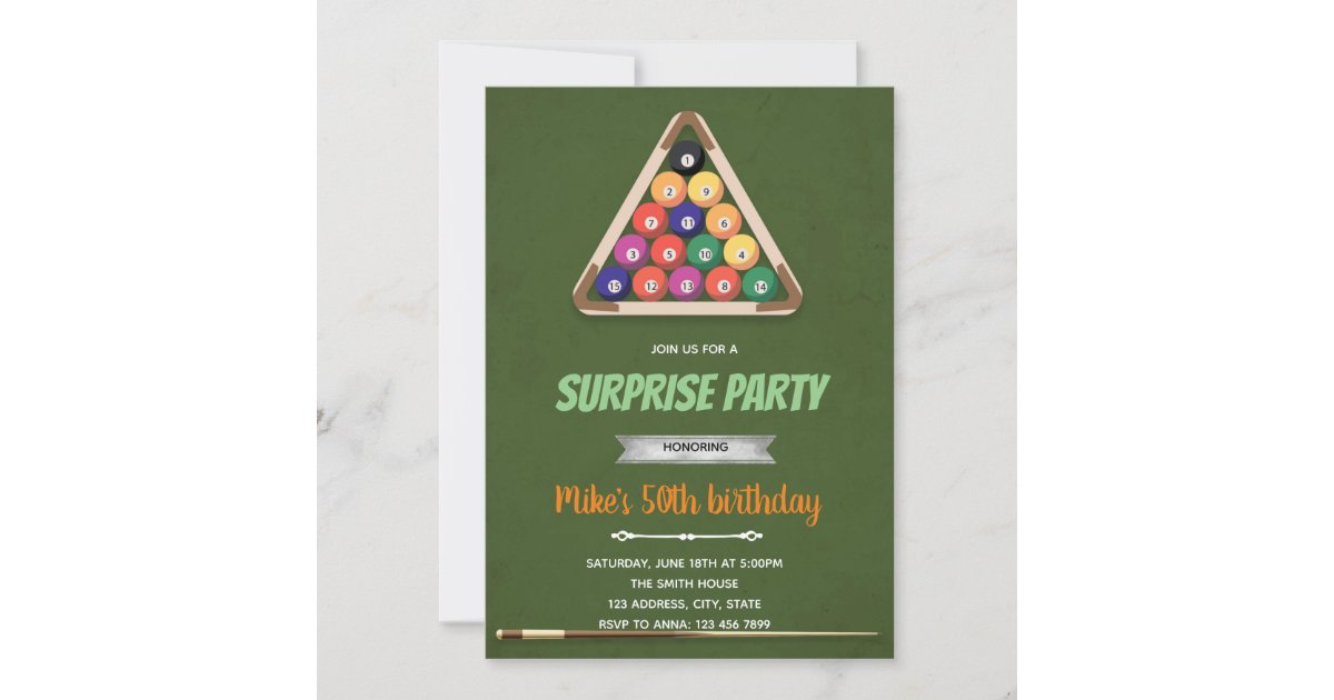 Snooker theme birthday invitation | Zazzle