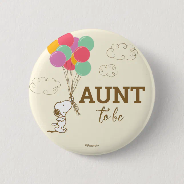 Snoopy and Balloons Baby Shower Aunt Button | Zazzle