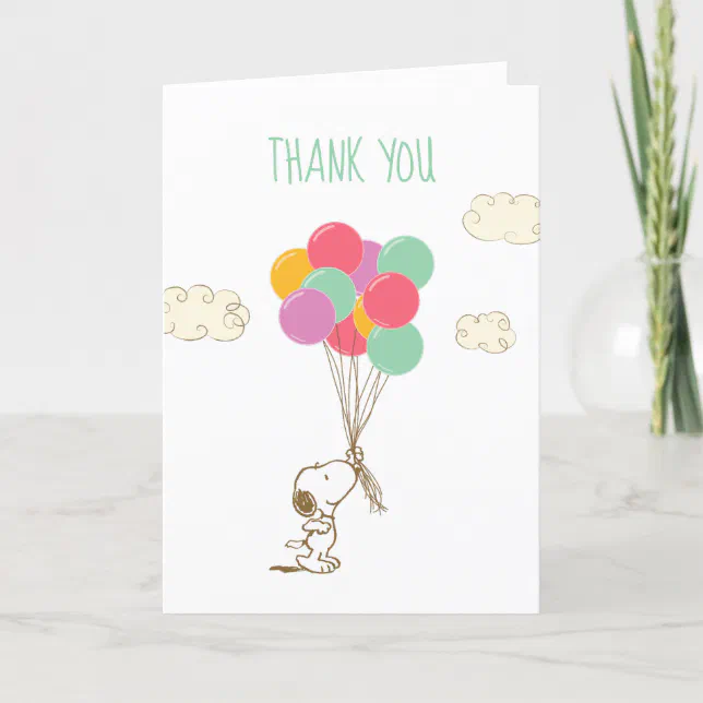 Snoopy and Balloons Baby Shower Thank You Card | Zazzle