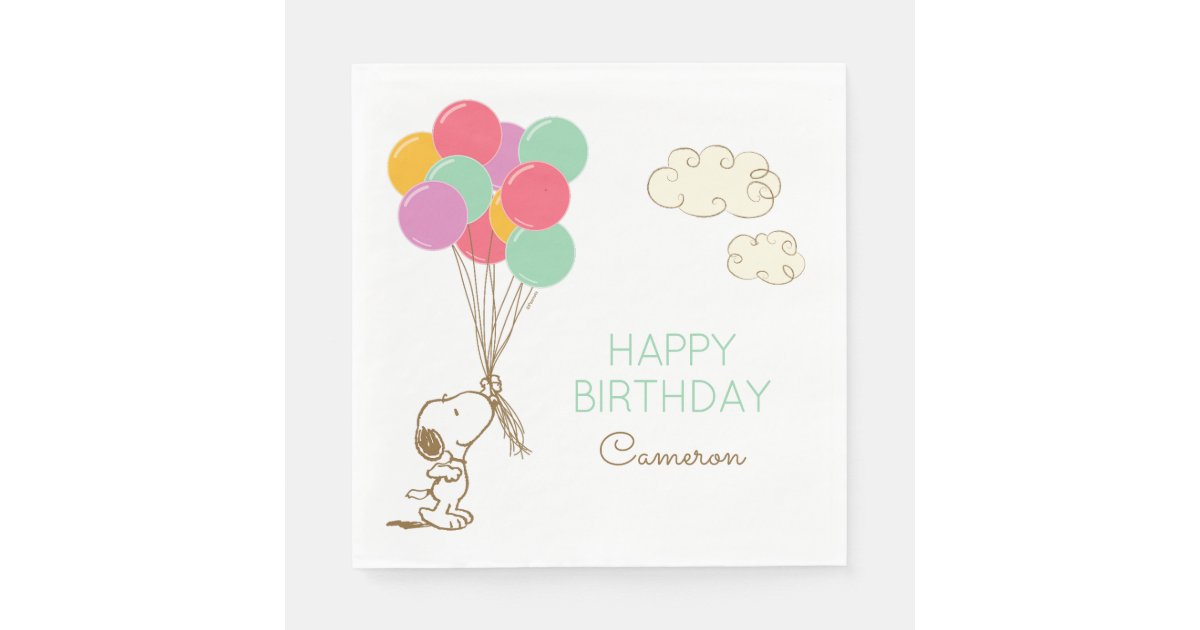 Snoopy and Balloons Birthday Napkins | Zazzle