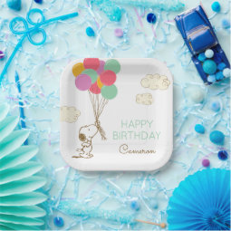 Snoopy and Balloons Birthday Paper Plates | Zazzle