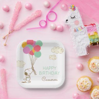 Snoopy and Balloons Birthday Paper Plates | Zazzle