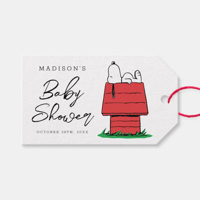 Snoopy and Dog House Baby Shower Gift Tags | Zazzle