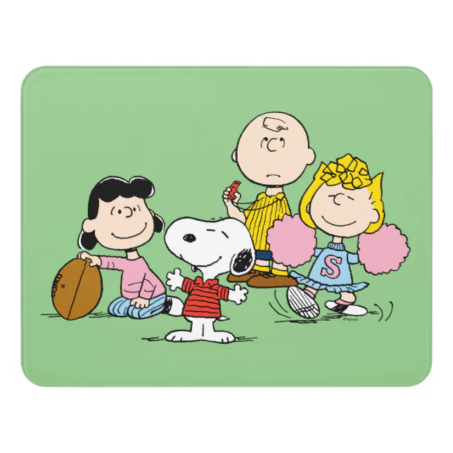Snoopy and the Gang Play Football Door Sign | Zazzle