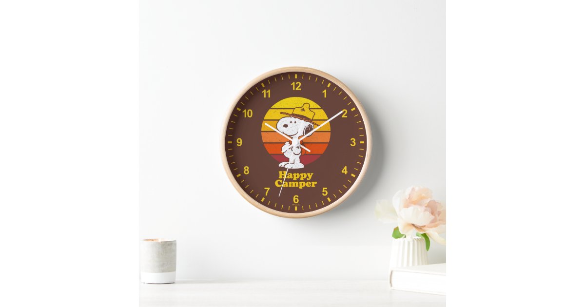 Snoopy | Beagle Scout - Happy Camper Clock | Zazzle