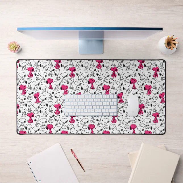 Snoopy Black & Magenta Pattern Desk Mat | Zazzle