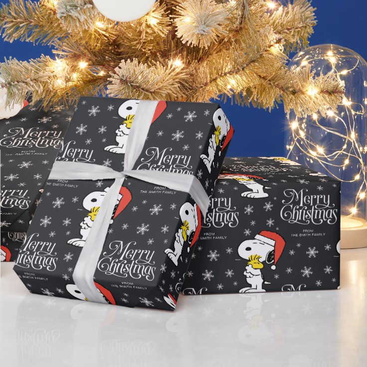 Snoopy Chalkboard Merry Christmas Wrapping Paper | Zazzle