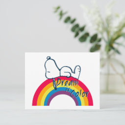 Snoopy | Dream in Color Rainbow Postcard | Zazzle