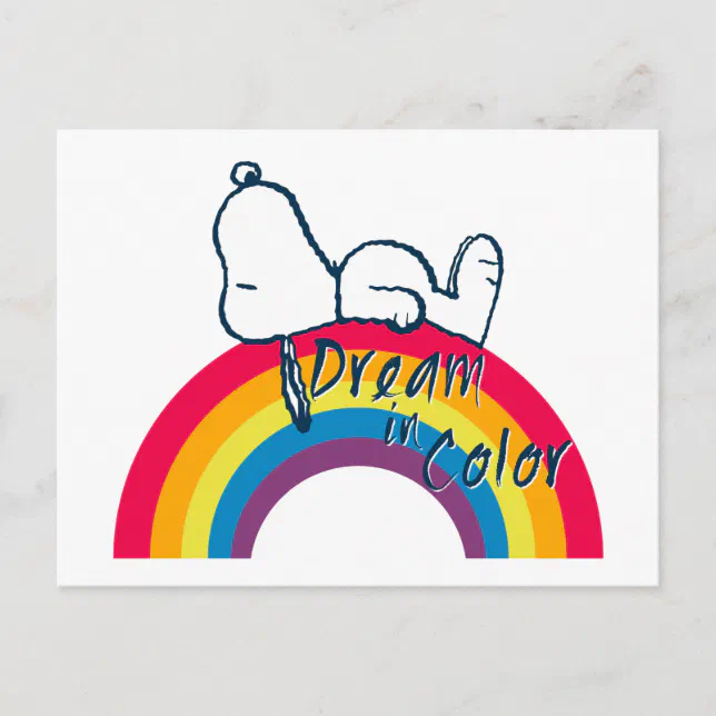 Snoopy | Dream in Color Rainbow Postcard | Zazzle