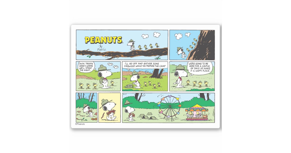 Snoopy & Friends | Go Camping Sticker | Zazzle