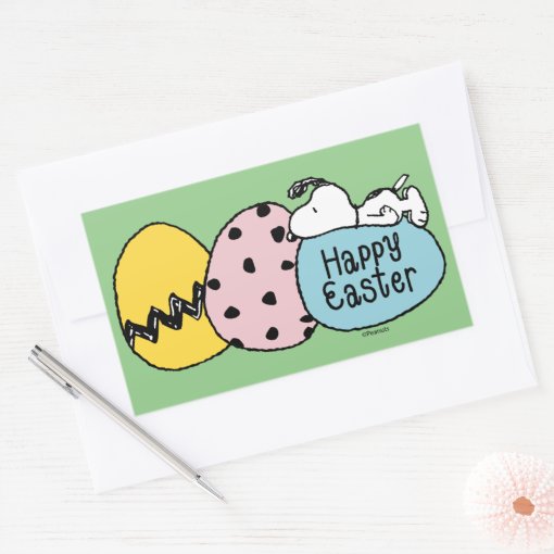 Snoopy - Happy Easter Rectangular Sticker | Zazzle