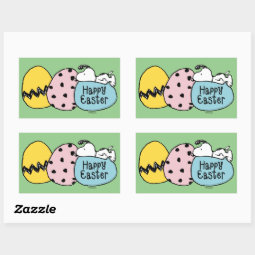 Snoopy - Happy Easter Rectangular Sticker | Zazzle