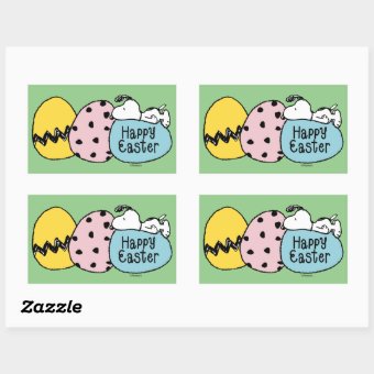 Snoopy - Happy Easter Rectangular Sticker | Zazzle