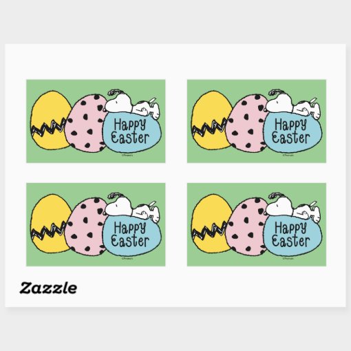 Snoopy - Happy Easter Rectangular Sticker | Zazzle