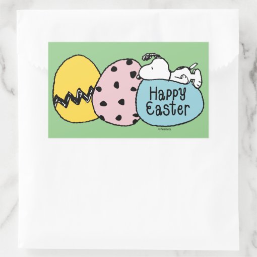 Snoopy - Happy Easter Rectangular Sticker | Zazzle