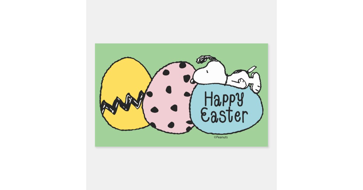 Snoopy - Happy Easter Rectangular Sticker | Zazzle