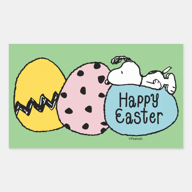 Snoopy - Happy Easter Rectangular Sticker | Zazzle