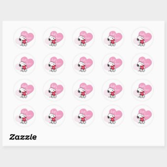 Snoopy Hugs & Kisses Classic Round Sticker | Zazzle