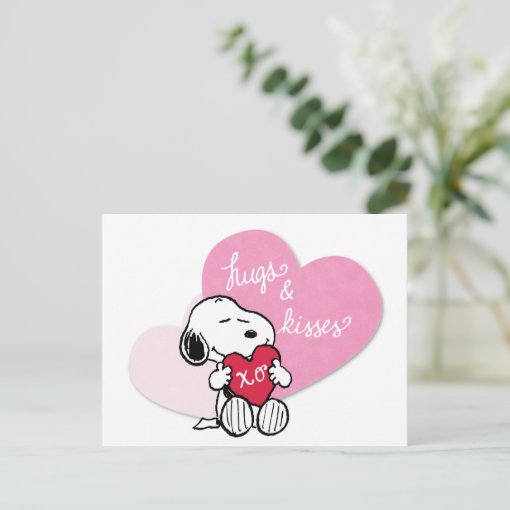 Snoopy Hugs & Kisses Postcard | Zazzle