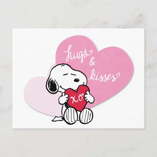 Snoopy Hugs & Kisses Postcard | Zazzle