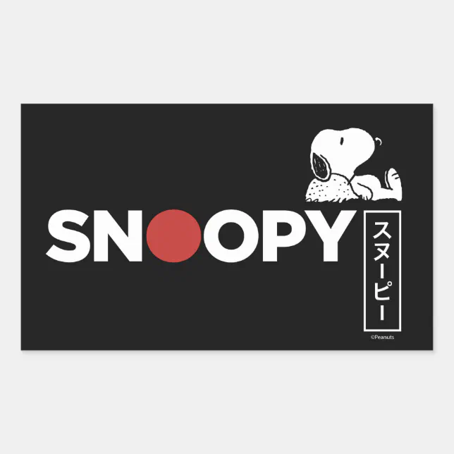 Snoopy Japanese Typography Graphic Rectangular Sticker | Zazzle