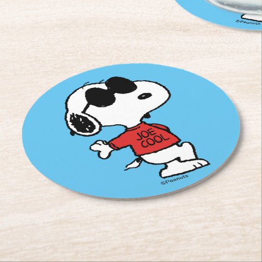 Snoopy "Joe Cool" Standing Round Paper Coaster | Zazzle