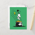 Snoopy Jumping into Pot of Gold Postcard | Zazzle