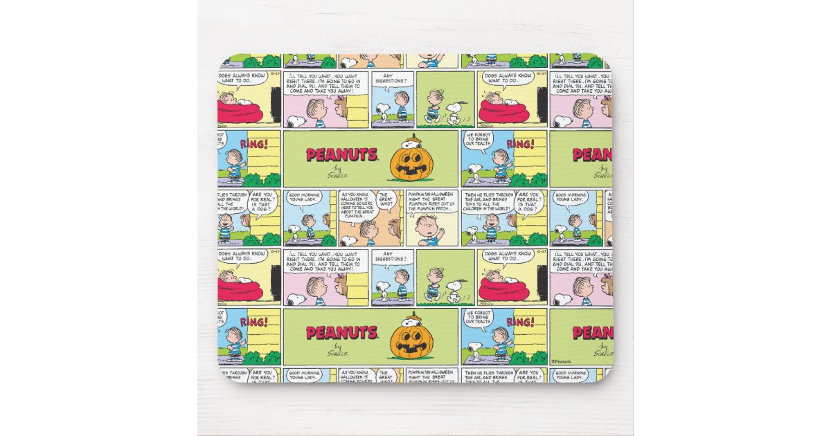 Snoopy & Linus | The Great Pumpkin News Mouse Pad | Zazzle