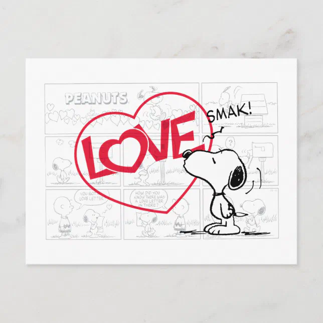 Snoopy "Love" Comic Strip Graphic Postcard | Zazzle