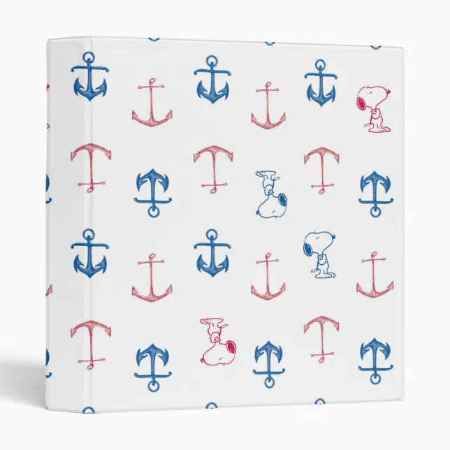 Snoopy Nautical Anchor Pattern 3 Ring Binder | Zazzle