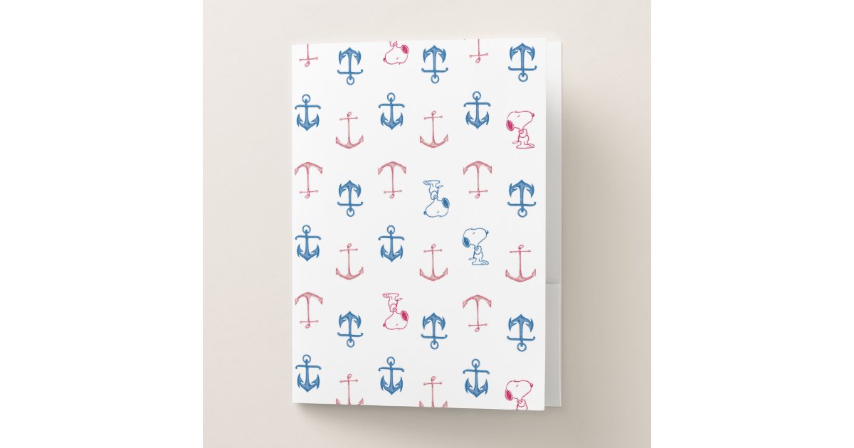 Snoopy Nautical Anchor Pattern Pocket Folder | Zazzle