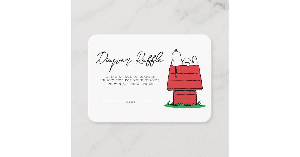 Snoopy Peanuts Baby Shower | Diaper Raffle Enclosure Card | Zazzle