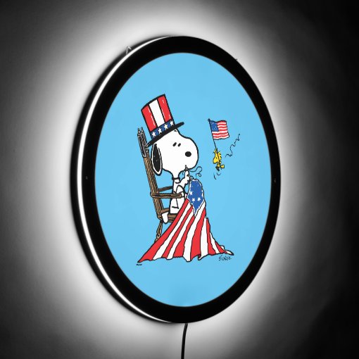 Snoopy Sewing 4th of July Flag LED Sign | Zazzle