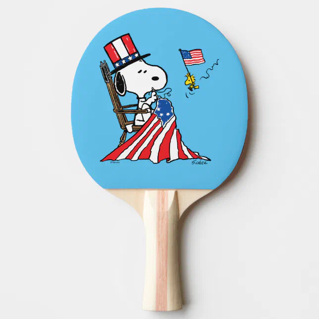 Snoopy Sewing 4th of July Flag Ping Pong Paddle | Zazzle