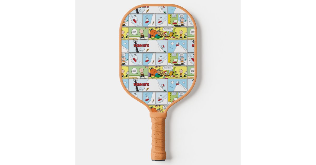 Snoopy Sled Riding Food Dish Pickleball Paddle | Zazzle